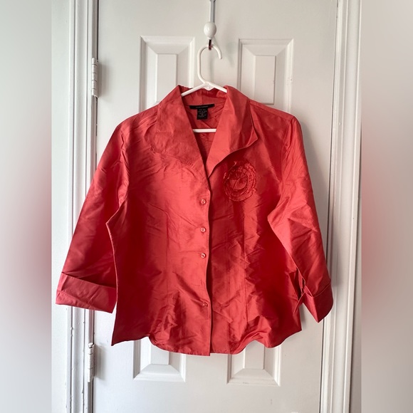 Anne Carson | Tops | Coral Silk Blouse | Poshmark